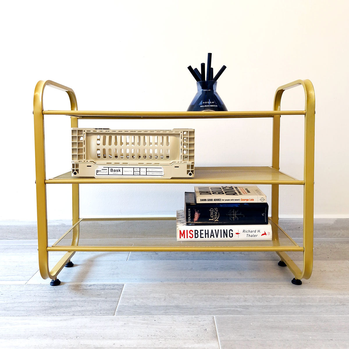 Display Rack Shoe Rack, Gold Color 3 Tiers - SIM WIN LIANG Singapore