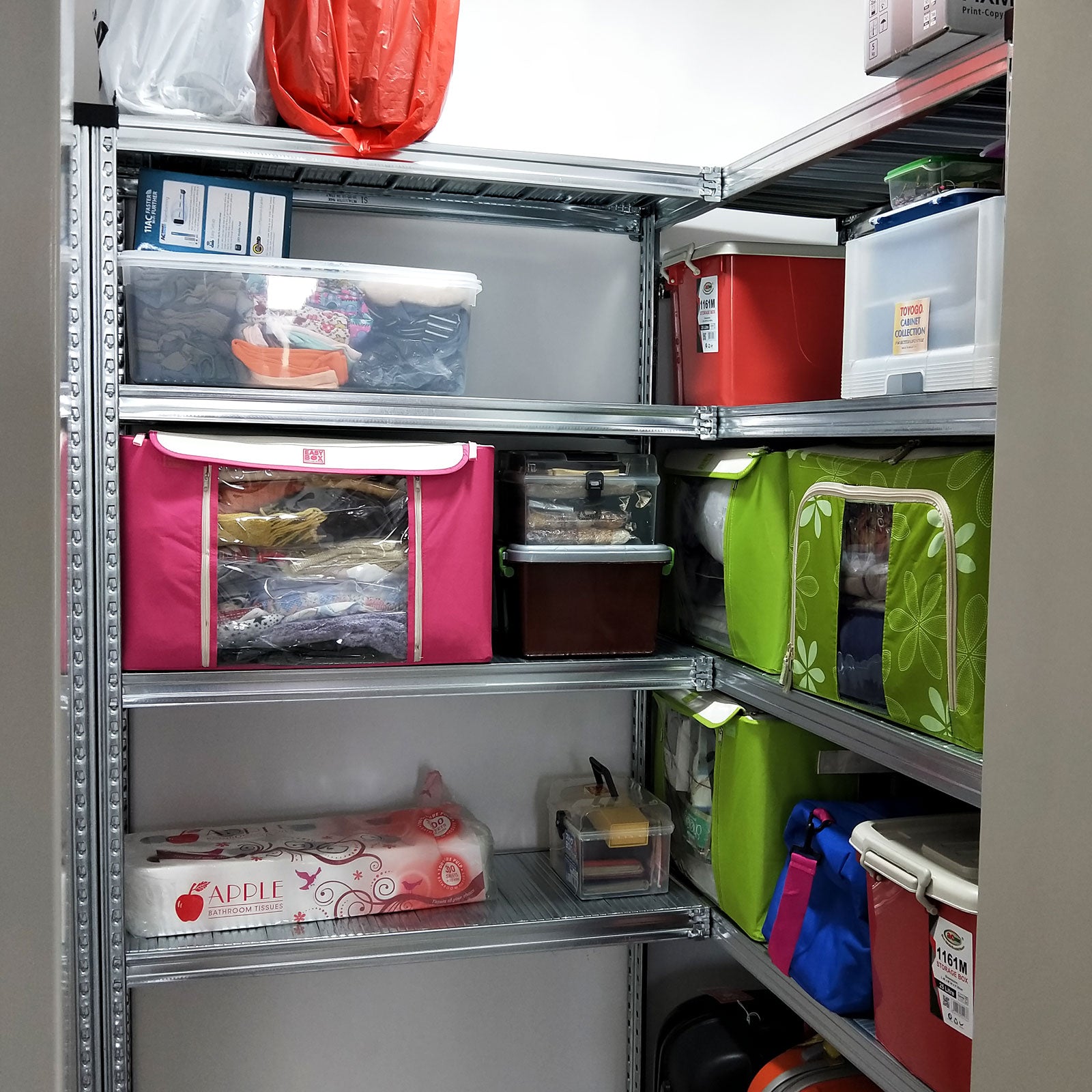 Boltless L-Shape Storage Rack 4 Tiers for Storeroom and Bomb Shelter ...